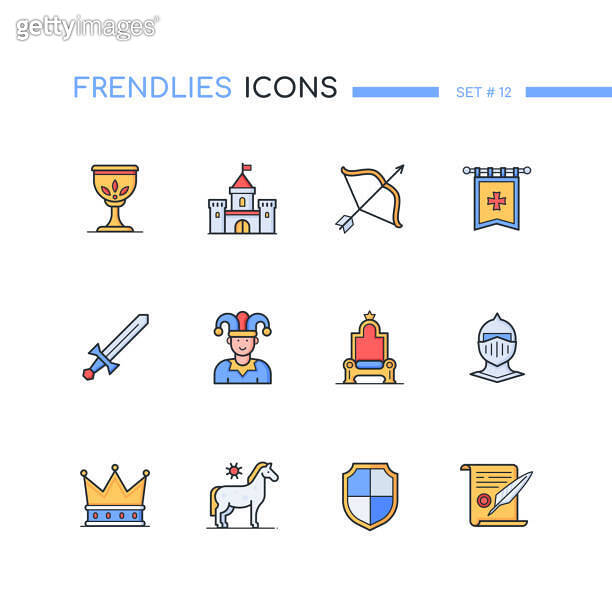 Medieval Period - modern line design style icons set 이미지 (1299299289 ...