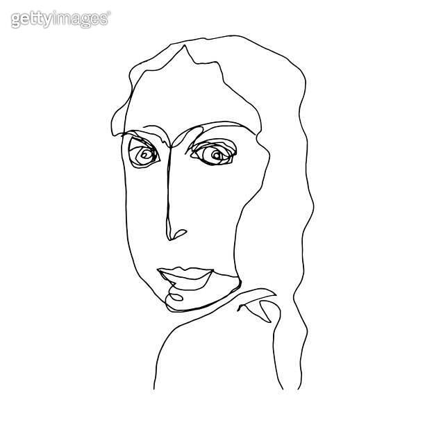 Human portrait line drawing. Sketch of an unattractive, plain looking ...