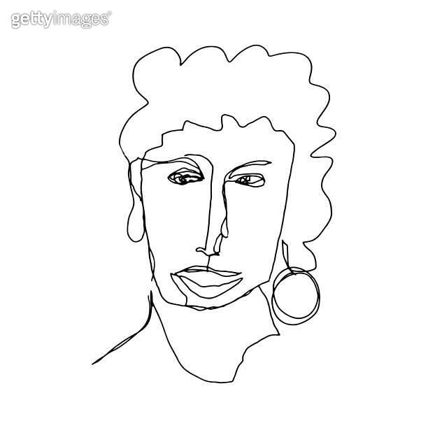 Human portrait line drawing. Sketch of an unattractive, plain looking ...