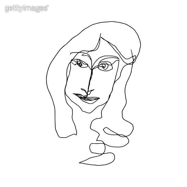 Human portrait line drawing. Sketch of an unattractive, plain looking ...