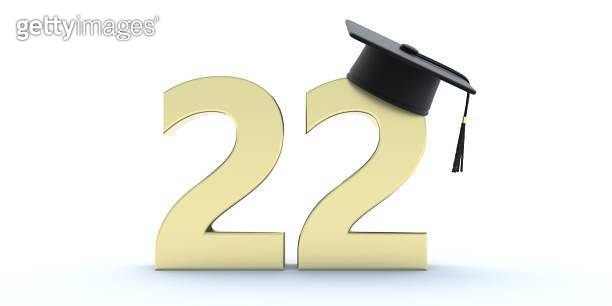 2022 Class Graduation. Year number and College cap isolated on white ...