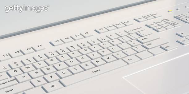 Computer laptop keyboard, white color closeup view. 3d illustration 이미지 ...