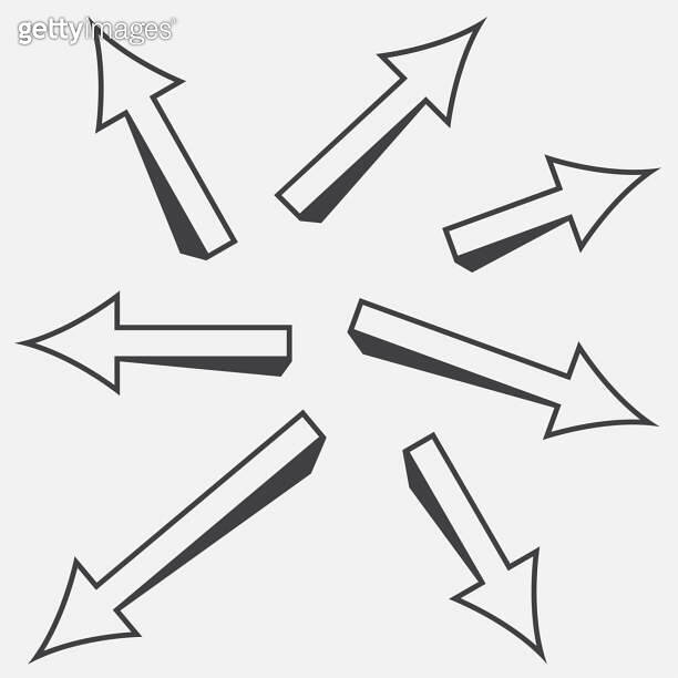 sharp arrows with black shadow sign set 이미지 (1311618349) - 게티이미지뱅크
