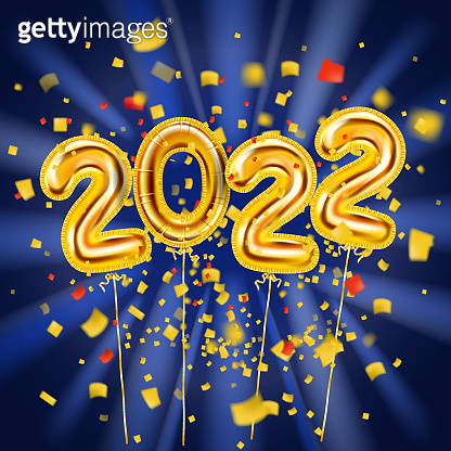 2022 realistic golden decoration balloons. Gold foil numbers 3d Happy ...