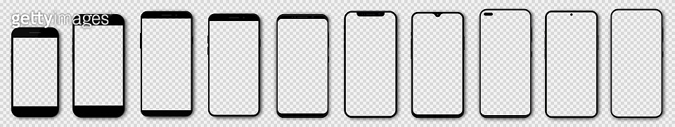 Set high quality realistic trendy different black models smartphone ...