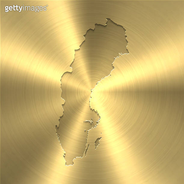Sweden map on gold background - Circular brushed metal texture ...