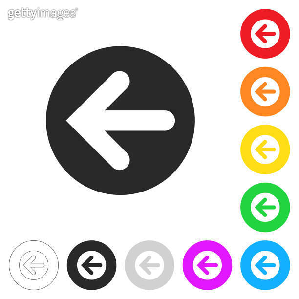 Left arrow button. Flat icons on buttons in different colors 이미지 ...