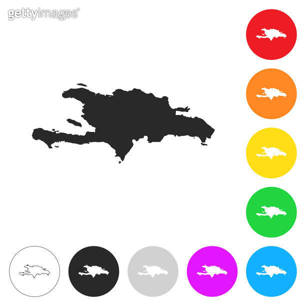 Hispaniola map - Flat icons on different color buttons 이미지 (1296890941 ...