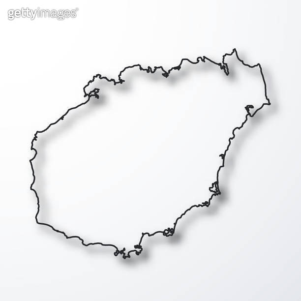 Hainan map - Black outline with shadow on white background (1318403215 ...