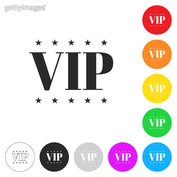 VIP. Flat icons on buttons in different colors (1340650254) 일러스트, 무료 ...