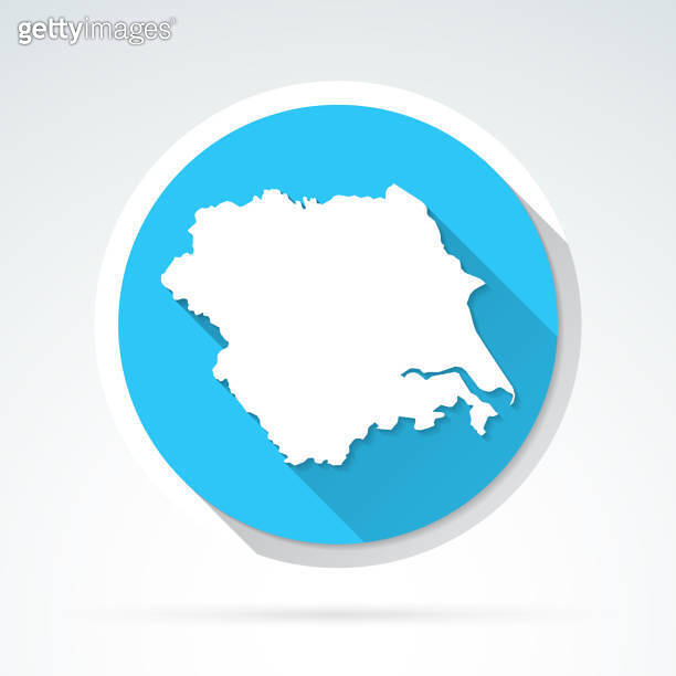 Yorkshire and the Humber map icon - Flat Design with Long Shadow ...