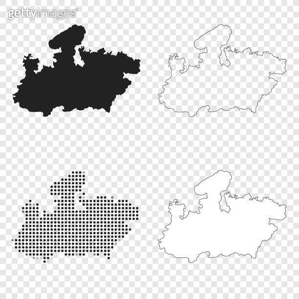 Madhya Pradesh maps for design - Black, outline, mosaic and white ...