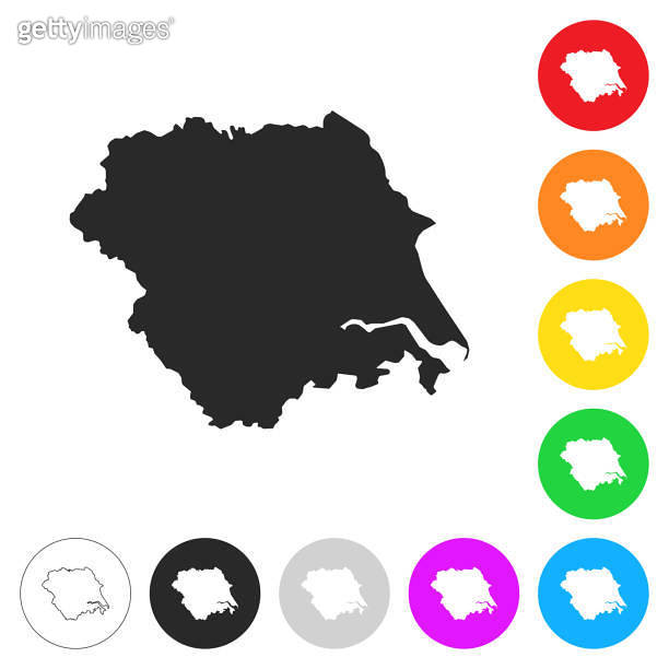 Yorkshire and the Humber map - Flat icons on different color buttons ...