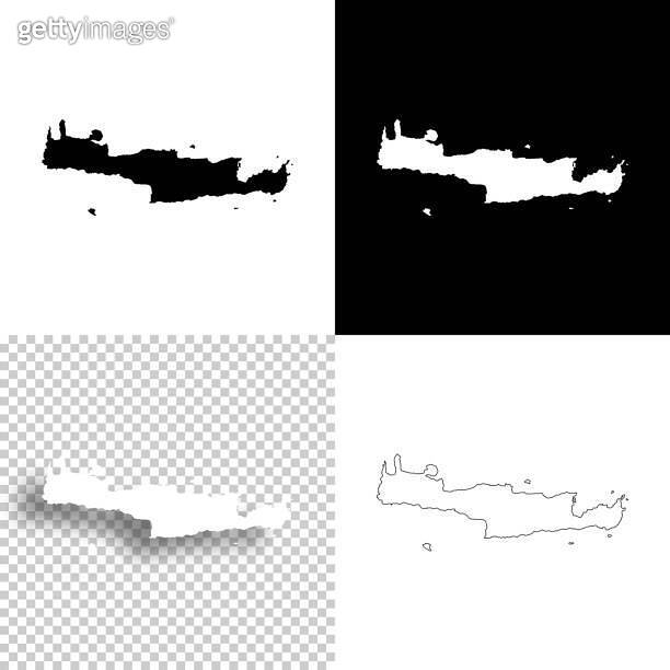 Crete maps for design. Blank, white and black backgrounds - Line icon ...