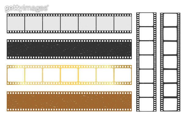 Set of vector retro 35mm foto and movie film strips. Realistic old ...
