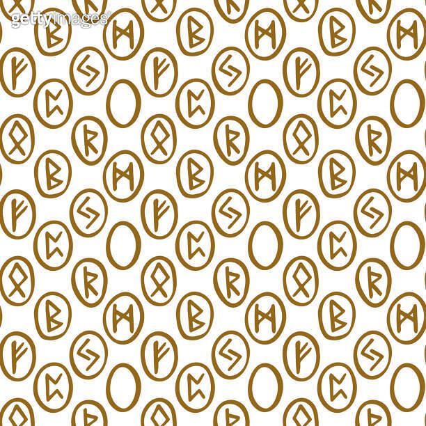 Scandinavian magic runes silhouettes, doodles. Fortune teller ...