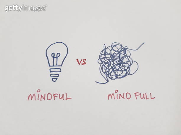 Mindful versus Mind Full. Mindfulness concept for healthier lifestyle ...
