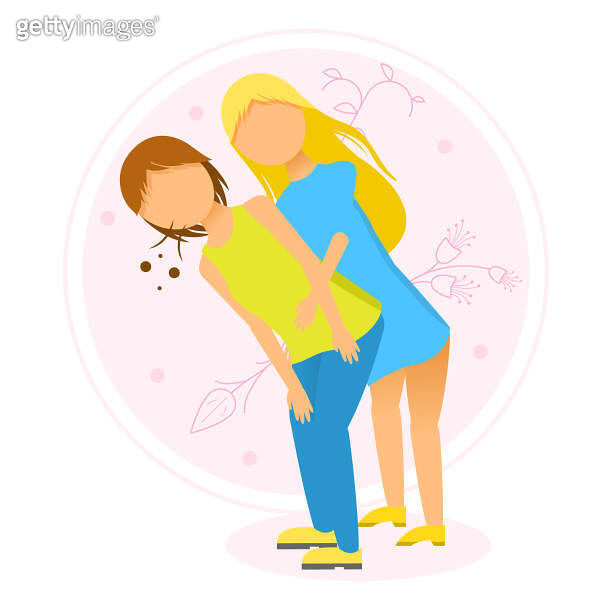 Abstract Flat Woman Makes A Heimlich Maneuver First Aid Rescue Cartoon ...
