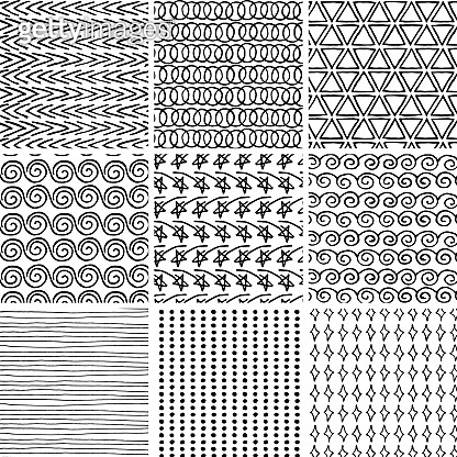 Vector set of simple seamless endless rough sketch patterns (1310598683 ...