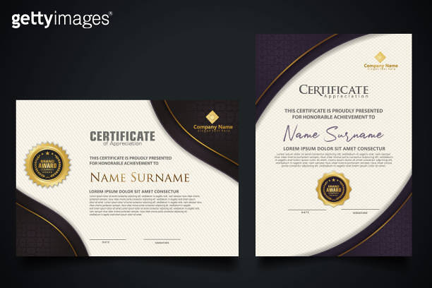 certificate template with elegant corner frame and Luxury realistic ...