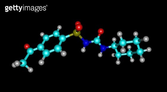 Acetohexamide molecular structure isolated on black 이미지 (1351800805 ...