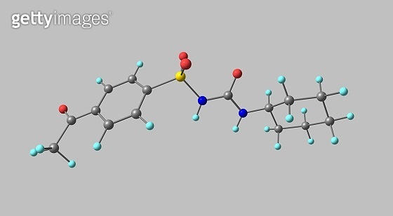Acetohexamide molecular structure isolated on grey 이미지 (1351800801 ...