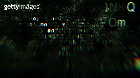 Abstract Green Hexadecimal Digital Code Fragments Computer Screen ...