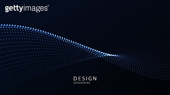 Dynamic particles wave flowing over dark. Beautiful wave shaped array of glowing dots. 이미지 ...