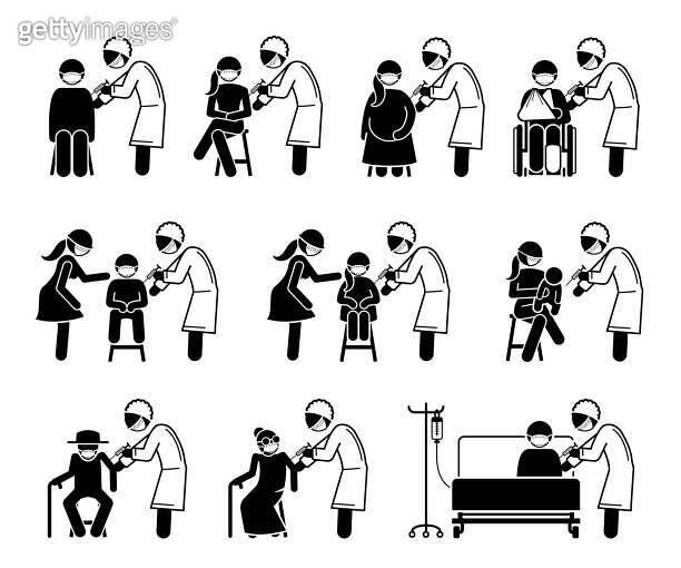 Vaccine vaccination injection for people stick figure pictogram icon ...