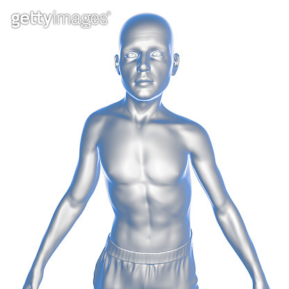 Scoliosis, 3D illustration. A human body with curved spine, uneven ...