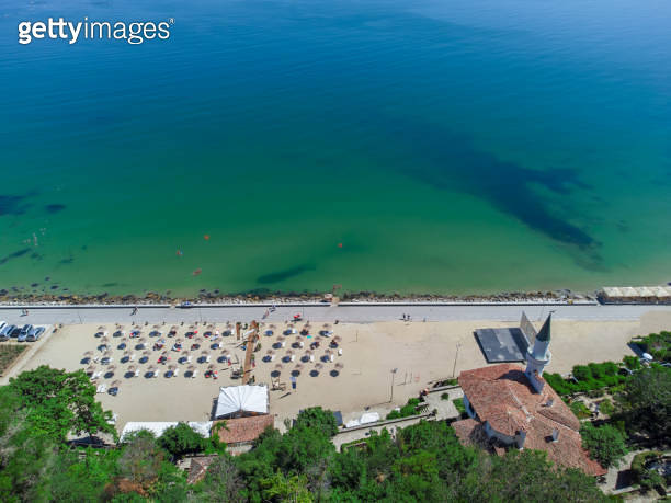 Aerial view of Balchik beach, Bulgaria 이미지 (1329687491) - 게티이미지뱅크
