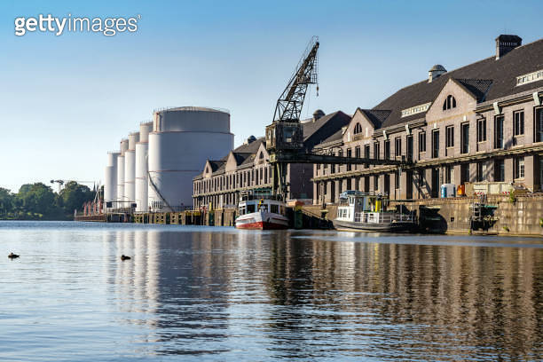 vessels anchored at historical docks of Westhafen in Berlin (1352257216 ...