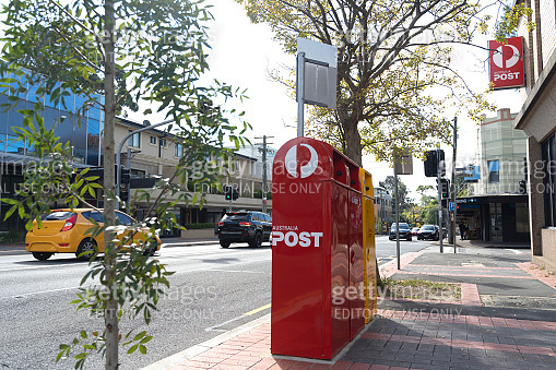 Australia post boxes and Post Office Logo (1358161808) - 게티이미지뱅크