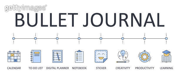 Vector banner infographics bullet journal. Editable stroke icons ...