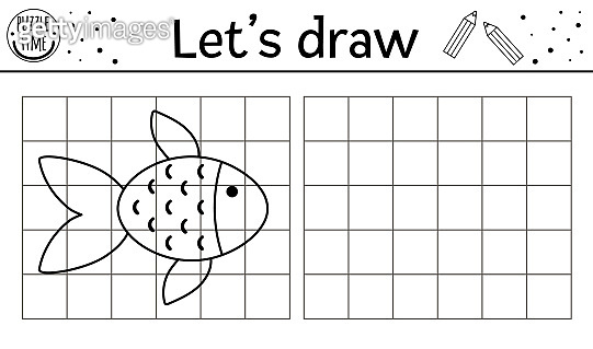 Copy the picture farm themed game for kids Complete the fish picture ...