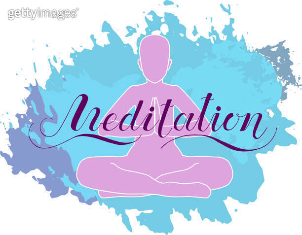Meditation with hands written vector phrase. Black ink lettering ...