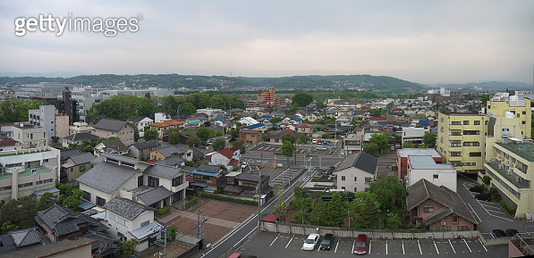Takasaki Japanese small town panoramic view 이미지 (1329633237) - 게티이미지뱅크