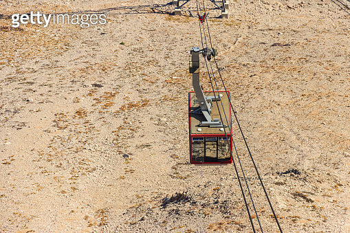 Cable car on ropeway leading to a top of Tahtali mountain in Antalya ...