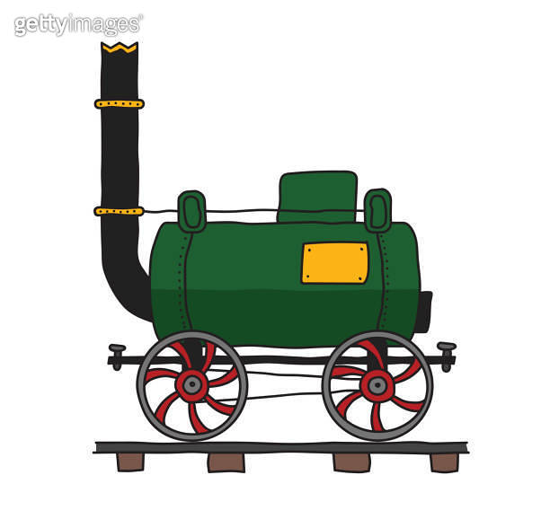 Old fashioned Steam Engine locomotive in a hand drawn doodle sketch ...