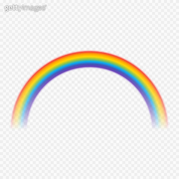 Realistic colorful rainbow. Transparent rainbows. Vivid rainbow with ...