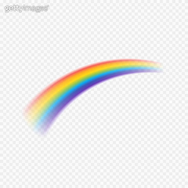 Realistic colorful rainbow. Transparent rainbows. Vivid rainbow with ...