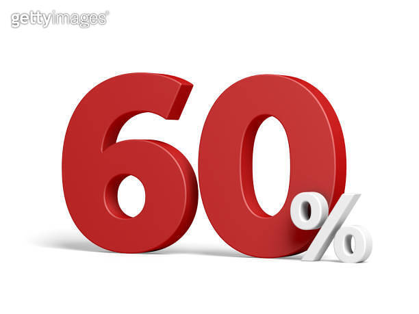 Sixty percent isolated on white background 이미지 (1357567603) - 게티이미지뱅크