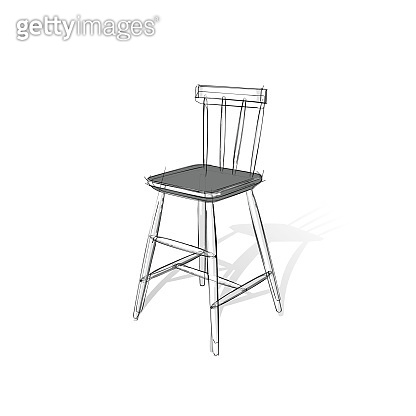 Technical drawing of a bar stool in an architectural style 이미지 ...