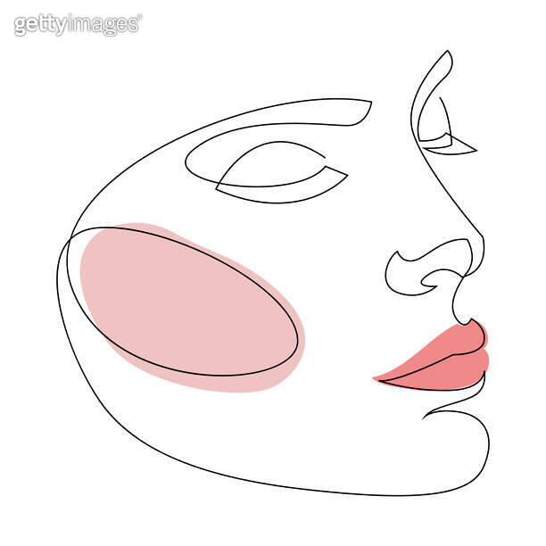 One line girl or woman portrait design. Hairstyle, fashion concept ...