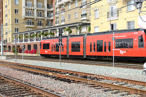 The MTS - Metropolitan Transit System trolly light rail transit train ...