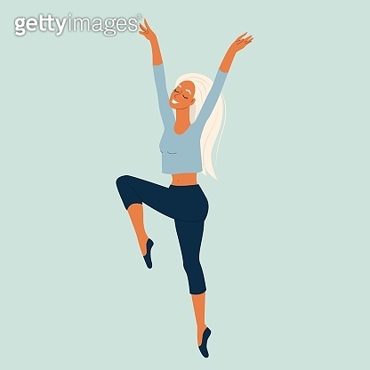 Young girl dancing modern dance, dancer in graceful pose, female ...