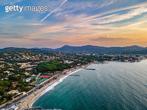 Sunrise over Sainte-Maxime seafront in French Riviera (South of France ...