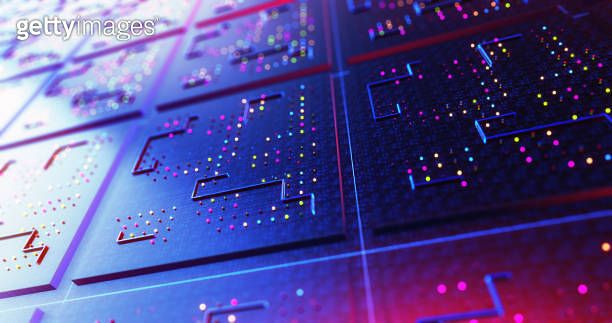 High Tech Electronic Circuit Board. Electrical Signals Flowing. Artificial Intelligence. 이미지 ...