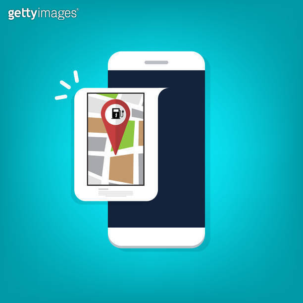 Electric vehicle charging station pin location on a smart phone 이미지 ...