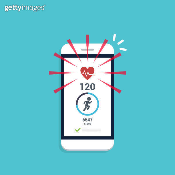 Fitness tracking app on mobile phone. Run tracker, walk steps counter. Vector illustration 이미지 ...